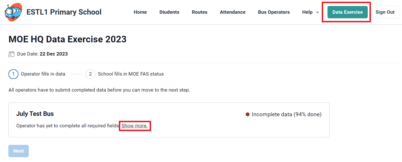MOE HQ School Bus Exercise (Schools)